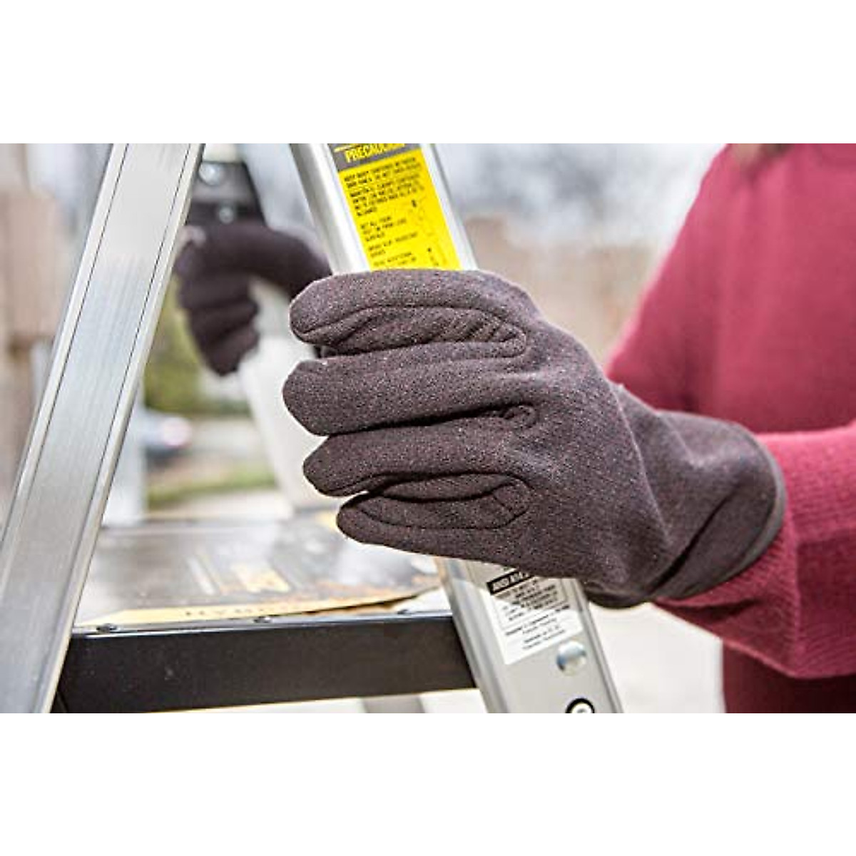 G & F 4414L-DZ Brown Jersey Winter Work Gloves with Red Fleece Lining, Large, 12-Pair