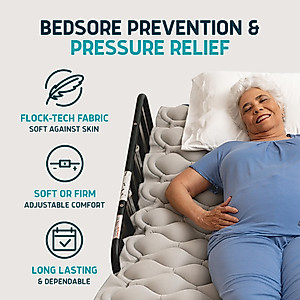 Lunderg Alternating Air Pressure Mattress Pad with Static Mode & Flocking - Comfortable Bed Sore Prevention - Includes Mattress Topper for Hospital Bed or Home & Quiet Pump - Recommended by Doctors