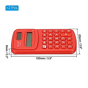 PATIKIL Pocket Size Mini Calculator, 2 Pack 8 Digit LCD Display Battery Power Handheld Calculator Small 4 Function Calculator for Office, Red