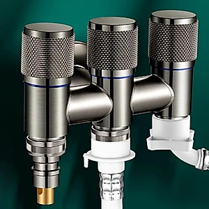 1-In-3-Out Control Valve Water Diversion Valve Toilet Hand Held Bidet Sprayer for Toilet for Bathroom Toilet, Separate Rotary Switch Control, For Bidet Sprayers(Gray-With Spout)