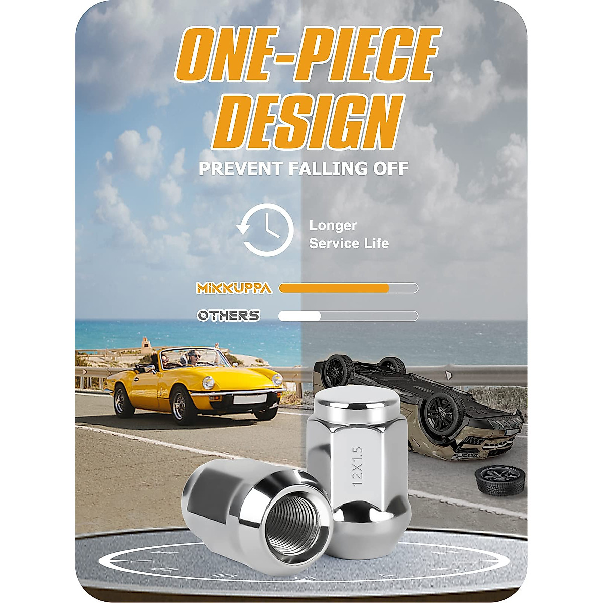 MIKKUPPA M12x1.5 Lug Nuts - Replacement for Ford Fusion Focus Escape Chevy Cruze Malibu Honda Civic Accord 1.38"Height 19mm Hex 60 Degree - 20pcs Chrome Closed End Lug Nut for Aftermarket Wheel