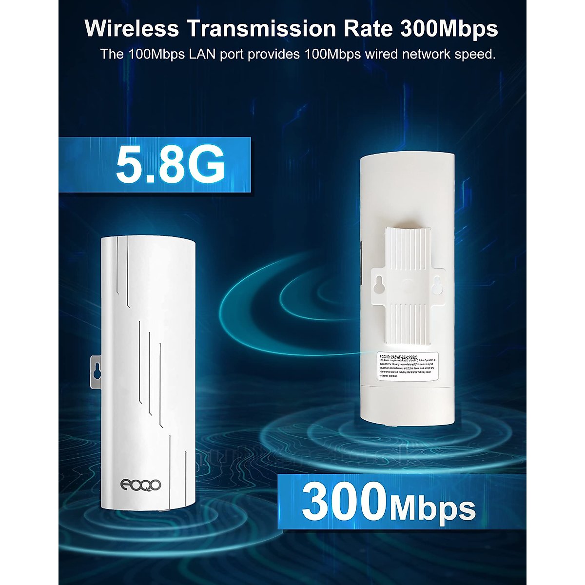 Wireless Bridge Point to Point Outdoor for Starlink Satellite Internet Extension, 5.8GHz 100Mbps Starlink WiFi Extender,Outdoor Access Point, 3KM Ethernet Bridge with 2 RJ45 LAN Port 2-Pack