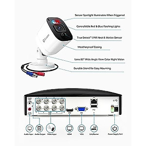 Swann Security Camera, 1080p DVR Bullet Surveillance Cameras with 1TB HDD, 8 Channel 8 Cam, Indoor Outdoor Wired Surveillance Camera, Color Night Vision, Heat Motion Detection, LEDs