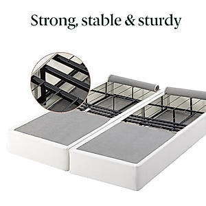 ZINUS No Assembly Metal Box Spring / 9 Inch White Mattress Foundation / Sturdy Metal Structure, Split King, Off-white