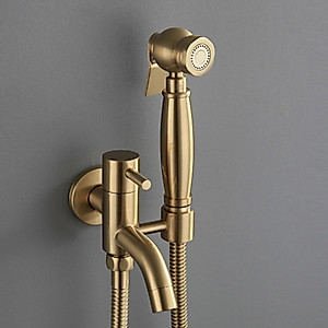 BINCAVIDOU Bidet Sprayer Kit for Toilet,Bidet Sprayer Wall Mount,Bidet Sprayer for Toilet,Full Copper Booster Flush Multifunctional Toilet Companion