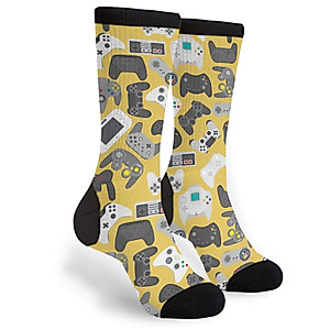 Yaateeh Video Game Gamer Controller Crew Socks Mid Calf Dress Socks Casual Long Tube Socks For Men Women Boy Girl