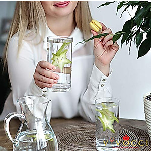 Vivocci Unbreakable Tritan Plastic Water Drinking Glasses 16 oz | Ideal for Juice Beverages & Cocktails | Shatterproof Barware | Highball Tall Clear Cup Tumblers | Dishwasher Safe Drinkware | Set of 6