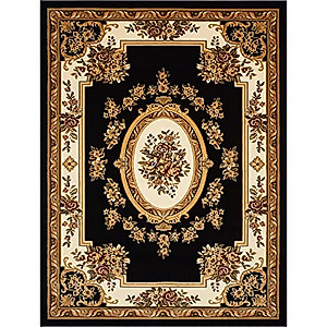 Well Woven Timeless Le Petit Palais Traditional Medallion Black Area Rug 6'7" x 9'3"