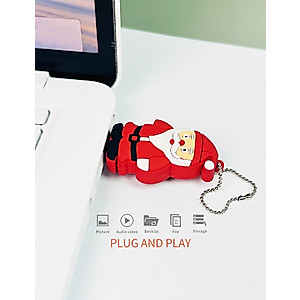 ZJR 64GB USB Flash Drives Cute Thumb Drive Christmas Santa Cartoon Memory Stick with Keychain New Year Gifts Pen Drive for Xmas Friends Family