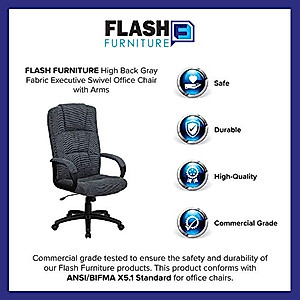 Flash Furniture Rochelle High Back Gray Fabric Executive Swivel Office Chair with Arms