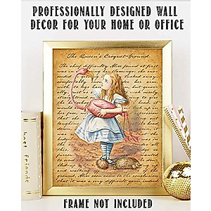 Alice in Wonderland Prints - 8x10 Unframed Wall Art Print Poster - Perfect Alice in Wonderland Gifts and Decorations (The Queen's Croquet)