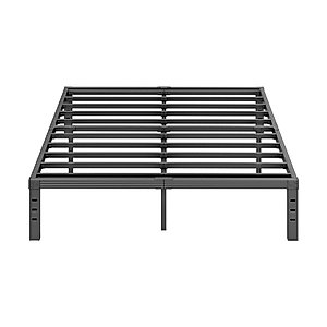 Furnitui 14 Inch High Metal Queen Bed Frame, Platform Bed Frame Queen Size No Box Spring Needed, Easy Assembly, Noise Free, Sturdy, Black