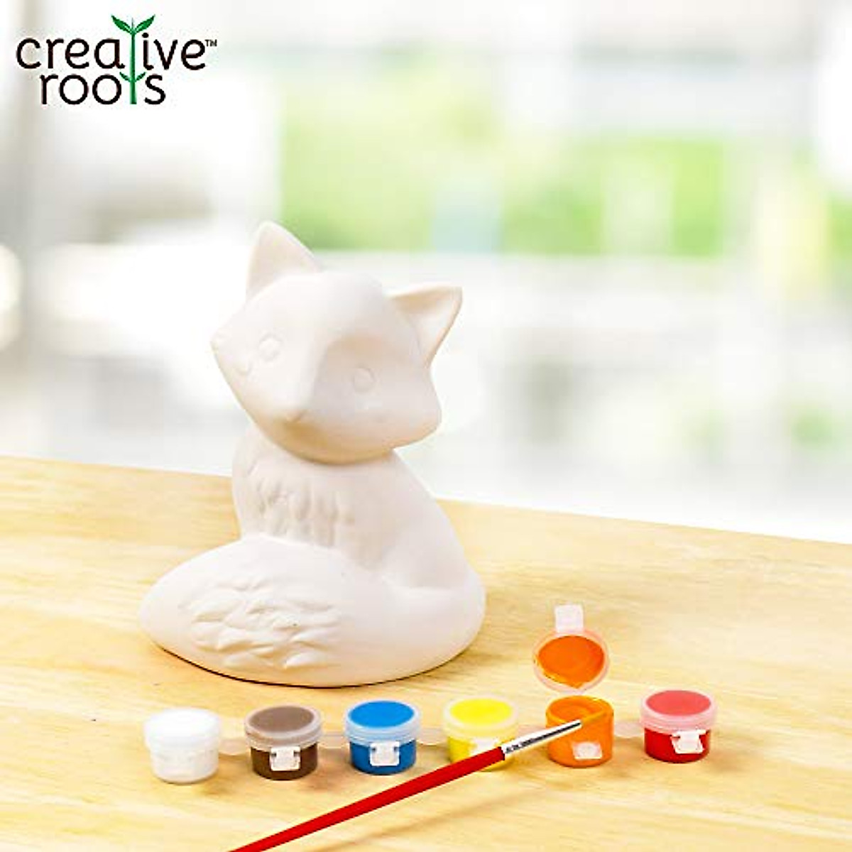 Creative Roots Paint Your Own Fox, DIY Fox, Kids Painting Set, Creativity for Kids, Ceramic Painting Kit for Kids, Ceramics to Paint, Paint Your Own Ceramic, Ages 5+