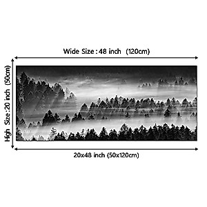 YeiLnm Forest Wall Art for Home Office Misty Pine Trees Foggy Forest Picture Painting Dramatic Dark Black and White Nature Photography Artwork Print on Canvas Home Office Bedroom Decor