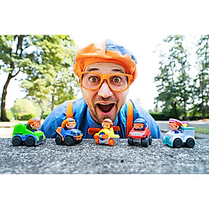 Blippi Mini Mobiles, 5 Pack Mini Vehicles - Features Character Toy Figure In Each Vehicle: Mobile/Car, Monster Truck, Recycle Truck, Ice Cream Truck, and Airplane - Educational Toys for Young Children
