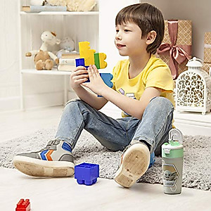 Zak Designs Star Wars The Mandalorian Durable Stainless Steel Straw Bottle with Push-Button Flip Lid Vacuum Insulation Keeps Drinks Cold, BPA Free, 1 Count (Pack of 1), The Child