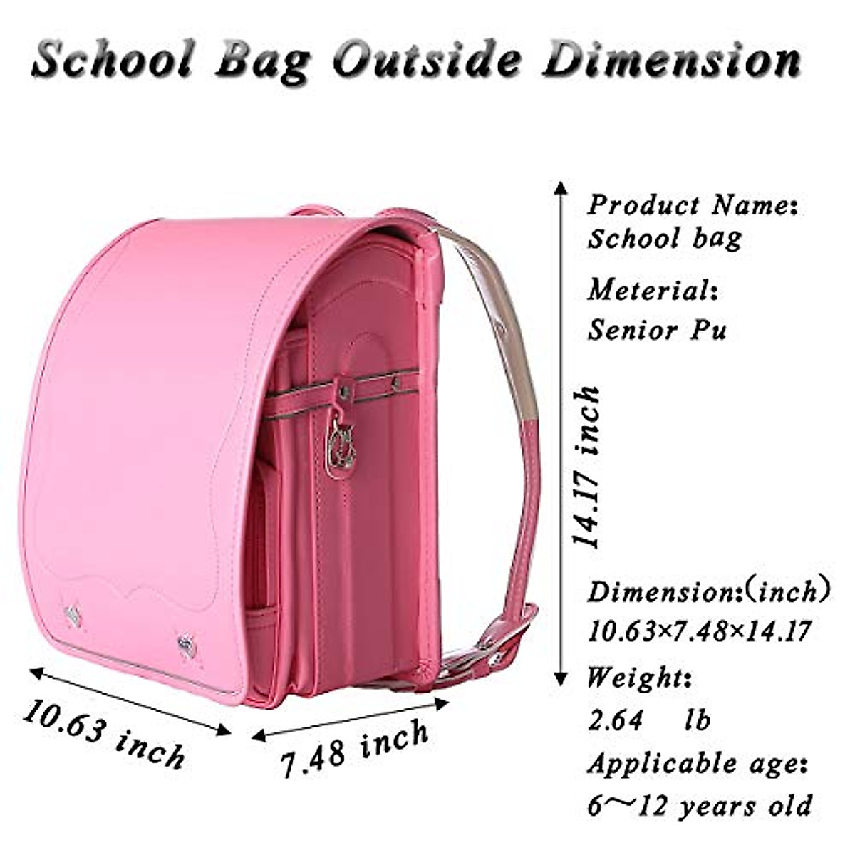 randoseru cherry backpack ransel japanese school bags boys and girls automatic lock waterpoorf PU leather