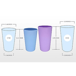 DLF.DONGLINFENG Wheat Straw Unbreakable Cup (17 Ounces) And (20 Ounces)-Reusable Drinking Cup Plastic Cup 10 Piece Set-Colorful-Dishwasher Safe-Bpa Free…