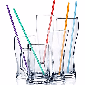 Tomnk 500 Pack Plastic Straws, 10.3'' High Disposable Straws Plastic Drinking Straws, Assorted Colors