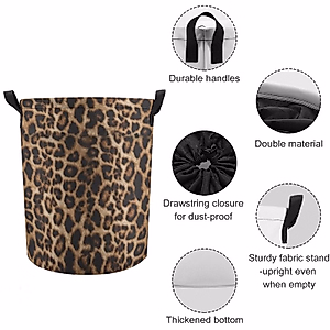 Cheetah Leopard Brown Laundry Basket with Lid Collapsible Drawstring Clothes Hamper Storage with Handle for Bathroom Bedroom College Dorms