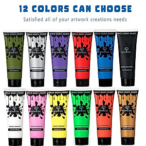 Bowitzki Face and Body Paint 2oz Cream Makeup 60ml Water Based Face Painting Special Effects For Adults Children Kids Halloween Christmas Party Stage Cosplay (Silver)