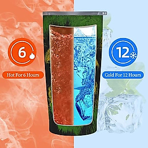 VKKOEWL Jamaican Flag Rasta Reggae Judah Lion Stainless Steel Insulated Tumbler 20 Oz Travel Water Bottle Coffee Mug Drink Cup With Lid Straw