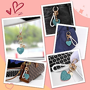Car Keychain for Women with Rhinestone Heart Shape Bling Girl Cute Keychain for Christmas,Personalized Gift(A-Blue)
