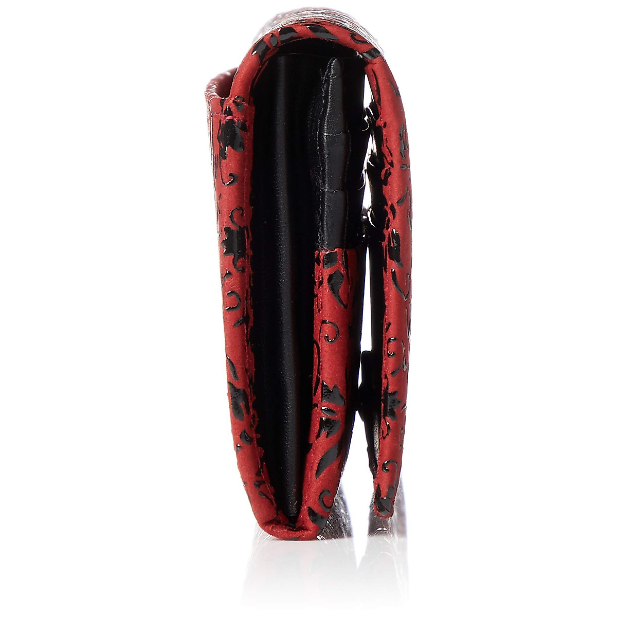 Indenya 2308-03-041 Long Wallet, Bundle Q, Red Deerskin x Black Lacquer, Flower Arabesque Pattern