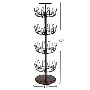 Household Essentials 2139-1 Metal Four-Tier Adjustable Revolving Shoe Rack | Holds up to 24 Pairs of Shoes | Antique Bronze Finish