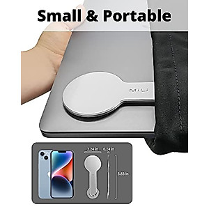 MiLi Magnetic Laptop Phone Holder, Adjustable Monitor Side Mount Phone Holder, Screen Extension Bracket for iMac/MacBook, Compatible with MagSafe for iPhone 12/13/14 Max/Pro/Mini (Silver)