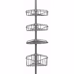 Zenna Home, Satin Nickel Tension Corner Pole Caddy