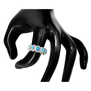 Natural Ethiopian Fire Opal Cabochon Ring 925 Sterling Silver October Birthstone Promise Ring Opal Jewelry Birthday Gift For Wife (Sterling Silver, 8.25 US)