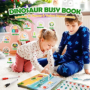Dinosaur Toys for Kids 3-5, My Preschool Busy Book Montessori Toys for 3 4 5 6 7 Year Old Boys Girls Preschool Learning Homeschool Activities Ideal Christmas Birthday Gifts for Kids Ages 2-4 5-7