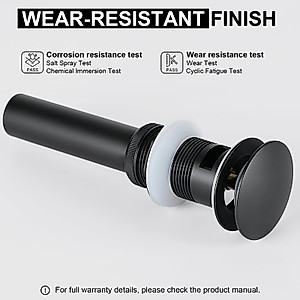 ESFORT Bathroom Sink Drain with Overflow Pop Up Sink Drain for Vessel Vanity Lavatory Sink, Matte Black