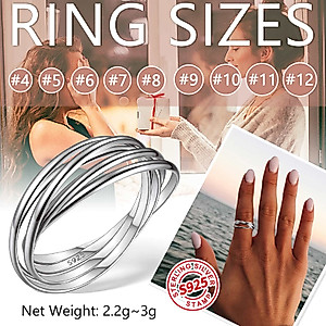 ChainsProMax Silver Rolling Ring Size 8 Interlocked Anxiety Ring Cute Stackable Knuckle Rings for Women Sterling Silver