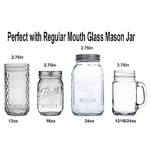 Mason Jar Lids with Pour Spouts,Moonshine Free Flow Pouring Dispenser,fit 2.75 Inch Regular Mouth Mason Jar,Dust Proof Cover,Silver QurHapzy(2Pack)
