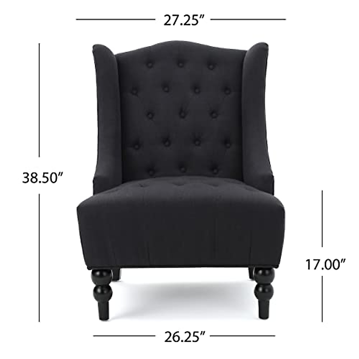 Christopher Knight Home Toddman High-Back Fabric Club Chair, Dark Charcoal Dimensions: 27.25”D x 33.75”W x 38.50”H
