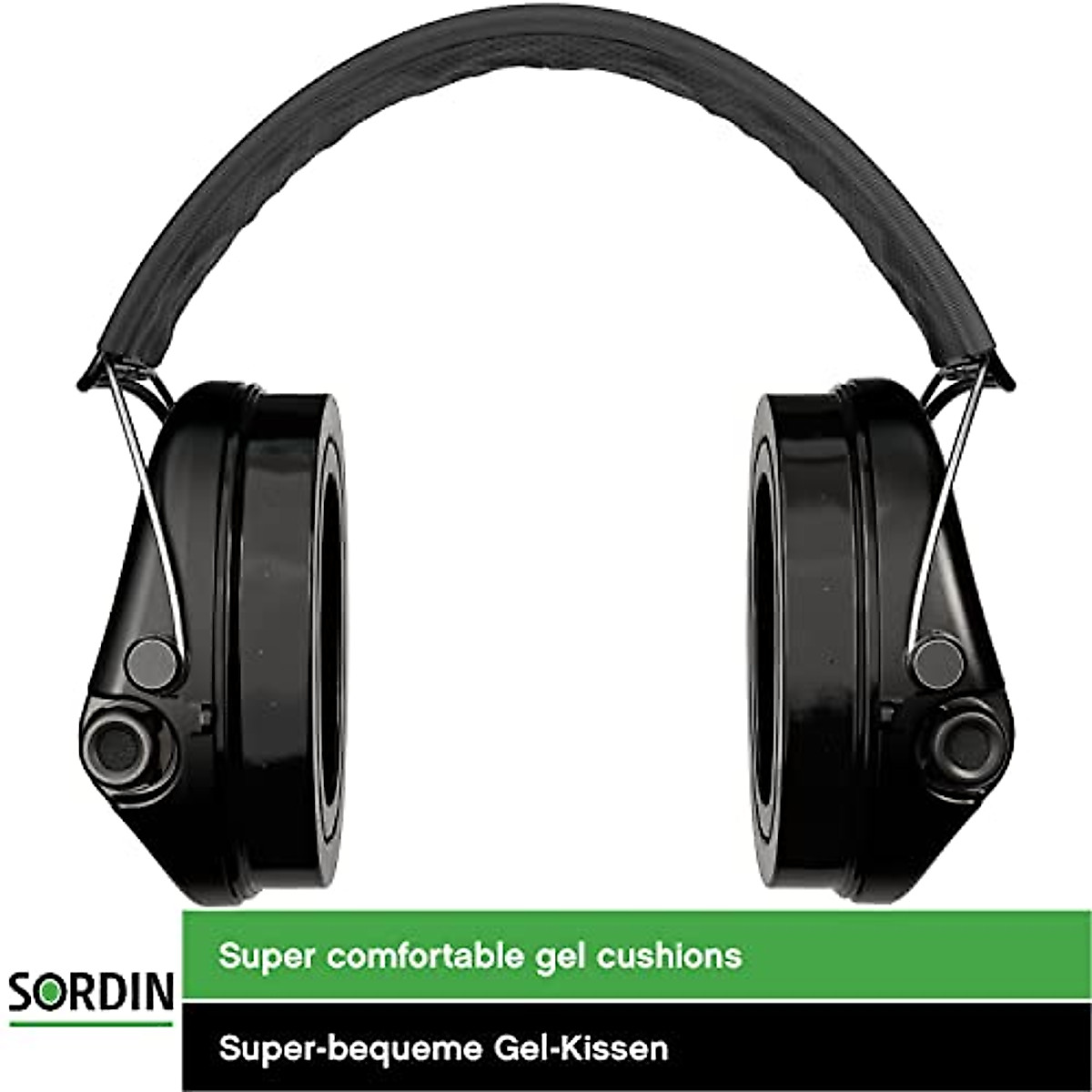 Sordin Supreme Pro-X Ear Defenders for Hunting & Shooting - Active & Electronic - US Headband & Gel Kits - Black Headband, Green Cups