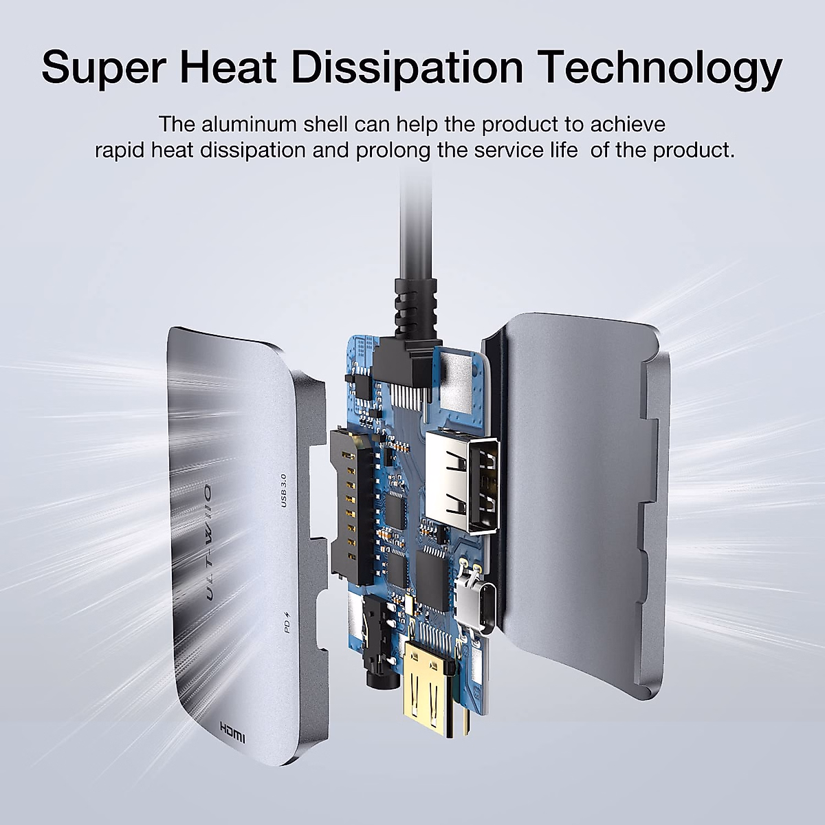 USB C Hub Adapter, USB C HDMI Mini Dongle, 6 in 1 USB C Hub Multiport Adapter with 4K HDMI, 100W PD, USB 3.0, SD/TF Card Reader, 3.5mm Audio for MacBook Pro/Air, iPad, Dell XPS & Other Type-C Devices