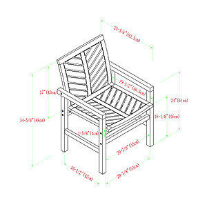 Walker Edison 6-8 Person Outdoor Wood Chevron Patio Furniture Dining Set Extendable Table Chairs Bench All Weather Backyard Conversation Garden Poolside Balcony, 4 Piece, Brown