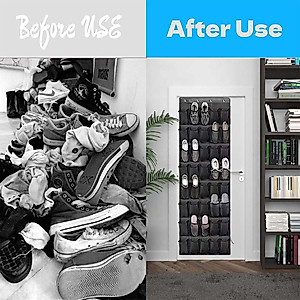 Door Shoe Organizer with 40 Large Clear Mesh Pockets, Sturdy Oxford Cloth Hanging Shoe Rack, for Entryway Bedroom Bathroom Pantry Shoe Storage