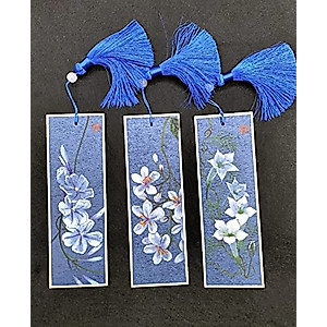 SQ058 Hmayart Chinese Traditional Style DIY Xuan Paper Shikishi Blank Bookmarks with Colorful Tassels for Sumi-e and Ink Artworks 10 Sheets