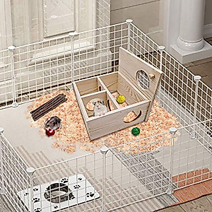 Tfwadmx Multi-Chamber Hamster House Maze Multi-Room Pine Wooden Hideouts Resting Platform Hut Exploring Tunnel Toys Habitats Decor for Mice, Gerbils, Gerbils, Mouse, Lemmings and Other Small Rodents