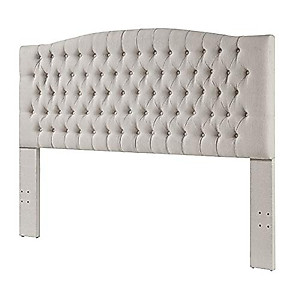 24KF Linen Upholstered Tufted Button King Headboard and Comfortable Fashional Padded King/California King Size headboard - Ivory
