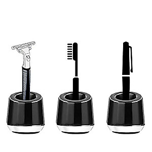 ERAVOR Men's Shaving Razor Stand, Zinc Alloy, Safety Razor Holder Base, Opening Dia 0.78" (2cm), Razor Holder for Men (Black)