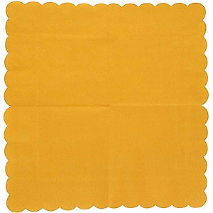 Juvale 100 Pack Mustard Yellow Paper Napkins - Scalloped Cocktail Napkins, Disposable for Wedding, Birthday Party (5x5 In)