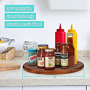AIDEA 13 inch Acacia Wood Lazy Susan Organizer, Lasy Susan Turntable for Cabinet,Pantry,Kitchen,Home