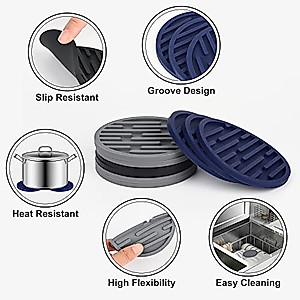 Smithcraft Silicone Coasters for Drinks, Coaster Set of 8, Drink Coasters for Coffee Table, Cute Cup Coasters with Holder, Hot or Cool Coasters for Bar Suitable for All Kinds of Cups and Glasses Blue