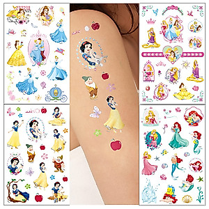 GODSON Princess Tattoos 4sheets Fake Temporary Tattoos for Kids Girls Women Adult Party Favors Birthday decor