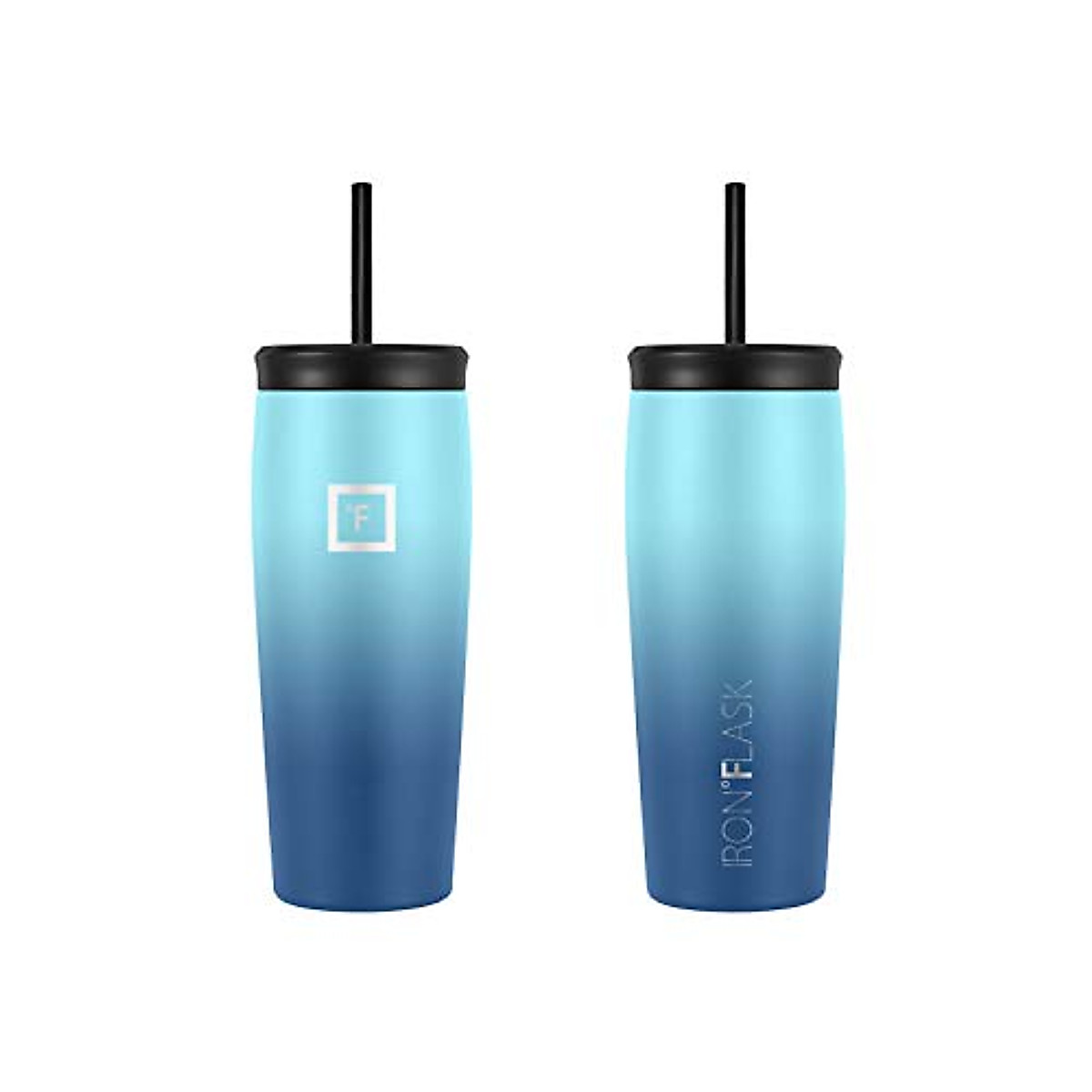 IRON °FLASK Nomad Tumbler - 2 Lids (Straw/Flip), Vacuum Insulated Stainless Steel Bottle, Double Walled, Drinking Cup, Thermos Coffee Travel Mug, Water - Dark Night, 20 Oz